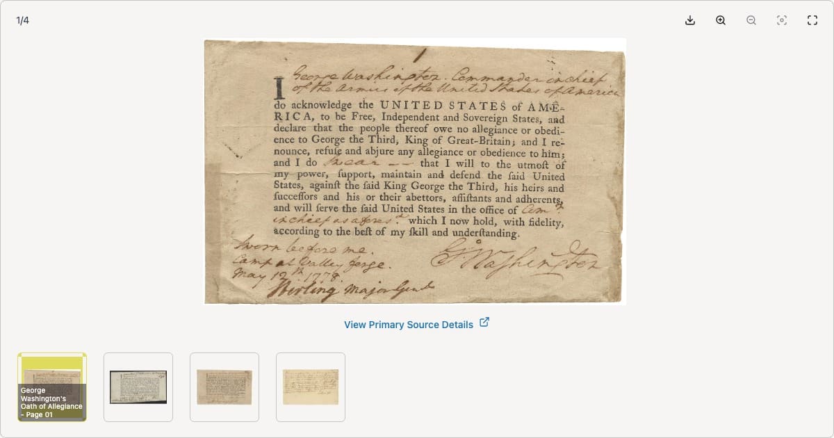 George Washington's Oath of Allegiance - DocsTeach