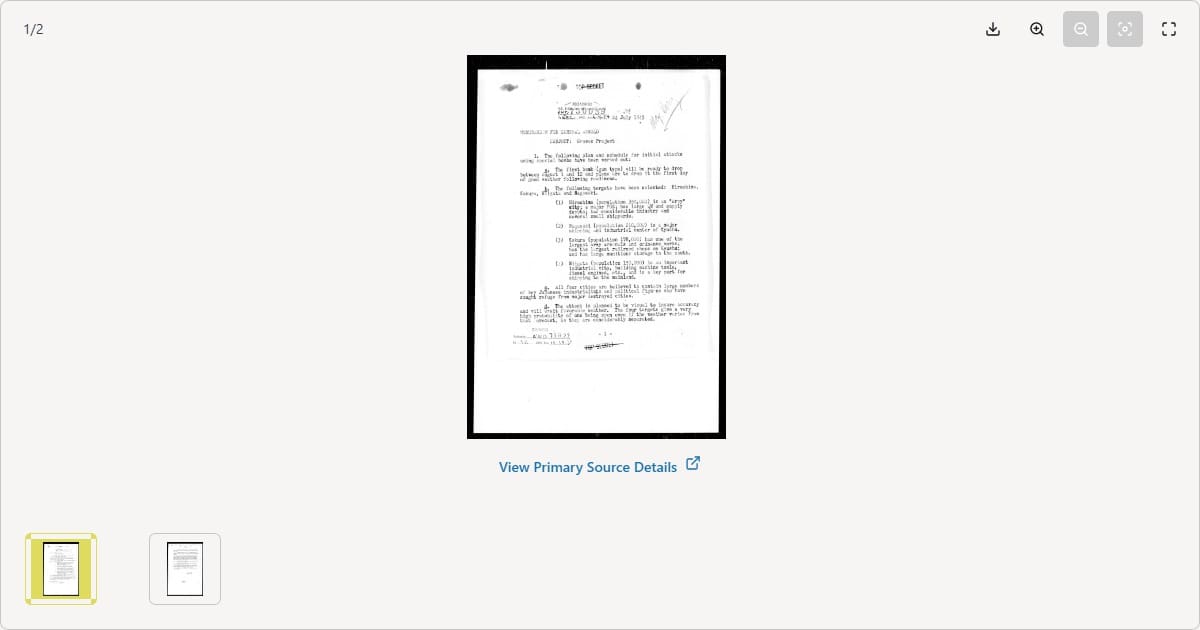 Memorandum from Colonel John Stone to General Arnold, “Groves Project ...