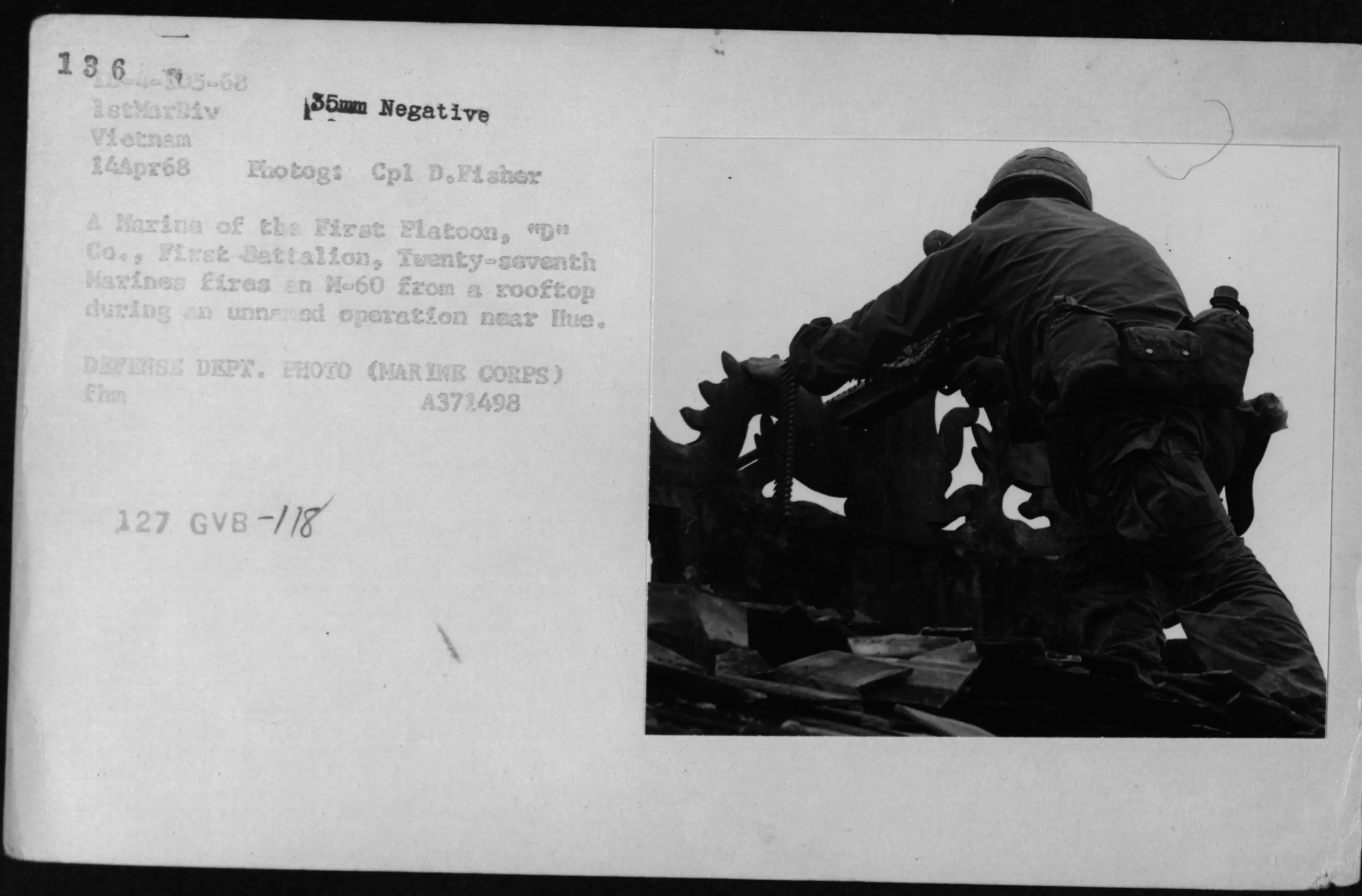 A Marine of the First Platoon, 'D' Co., First Battalion, Twenty-seventh ...
