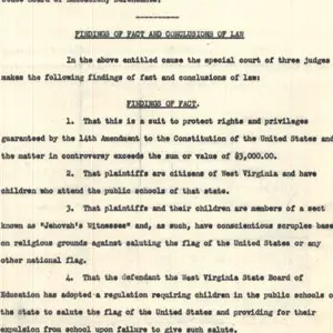 Findings of Fact and Conclusions of Law filed in the Barnette Case ...