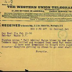 Telegram from James A. Forsythe to Secretary of the Navy - DocsTeach