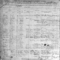 List or Manifest of Alien Passengers for the United States Immigration ...