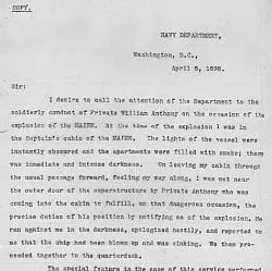 Copy of letter from Captain C.D. Sigsbee, late commander of the USS ...