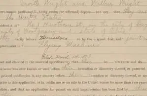 Wilbur and Orville Wright's Oath to Accompany the Patent for an ...