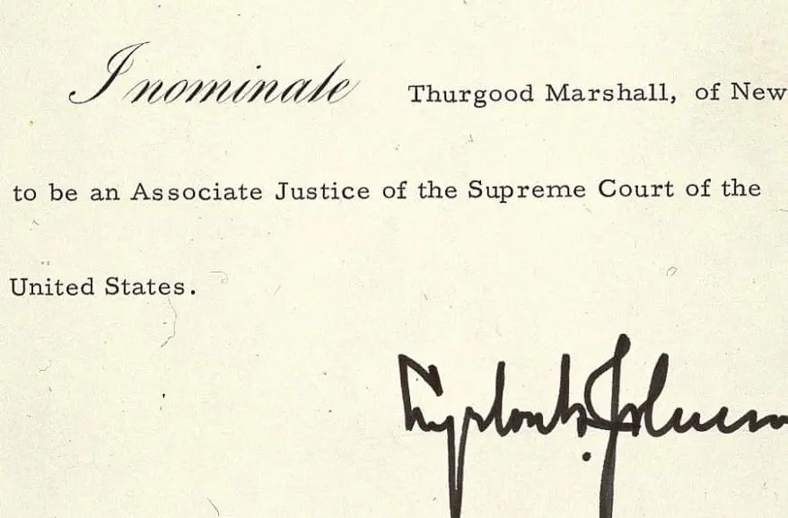 Message of President Lyndon B. Johnson nominating Thurgood Marshall of ...