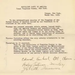 Petition of the Socialist Party of Tompkins County, New York ...