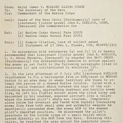 Letter from Major James Wilkins to the Secretary of the Navy Regarding ...