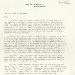 Letter from President John F. Kennedy to the President of the Senate ...