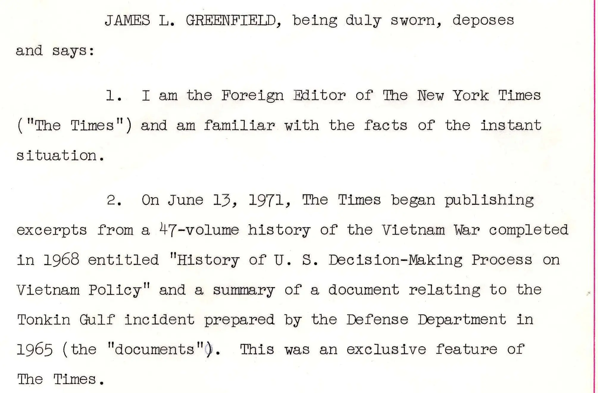 Affidavit of James L. Greenfield - DocsTeach