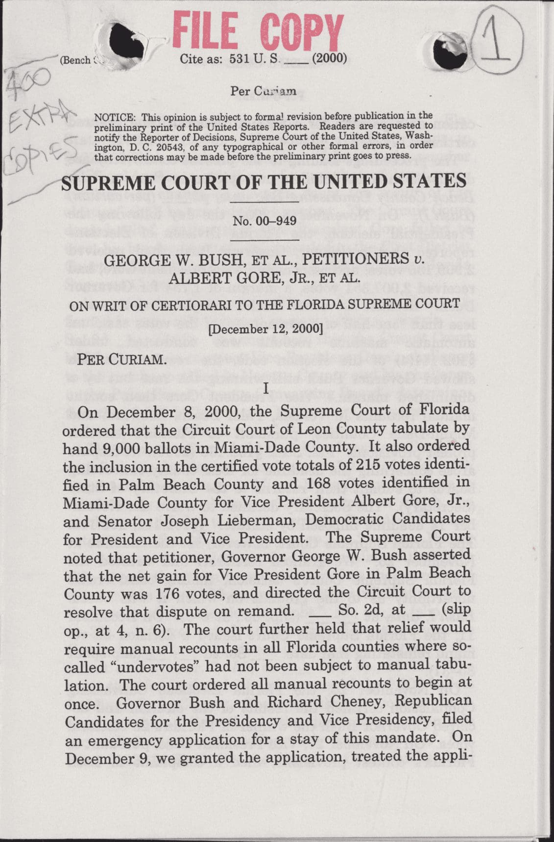 Bush V. Gore Supreme Court Decision - DocsTeach