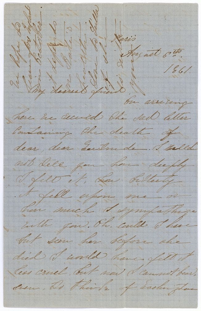 Letter Sent from Paris, France, from a Sophia to Rose Greenhow - DocsTeach
