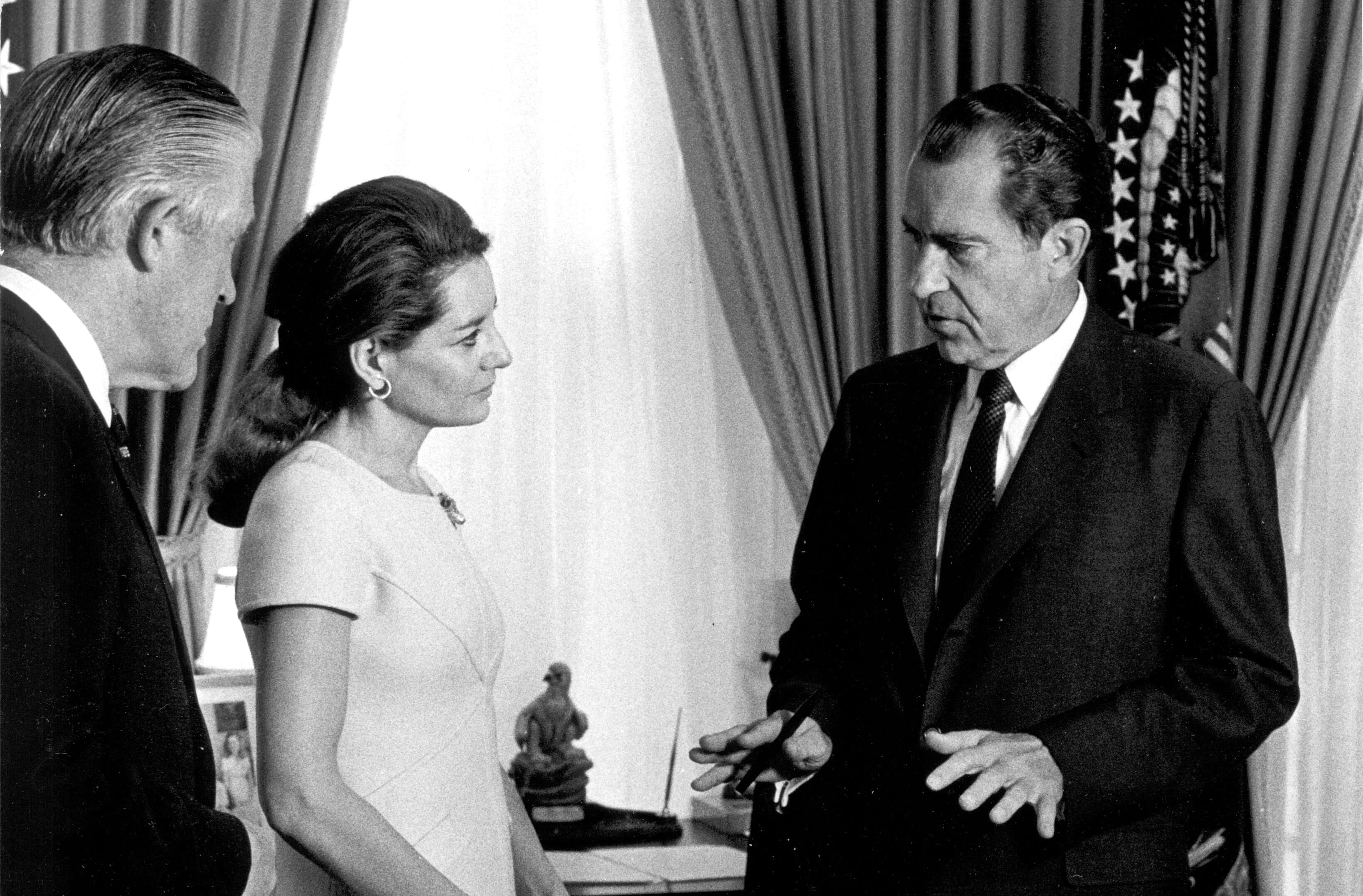 George W. Romney and Barbara Walters Standing with President Richard ...