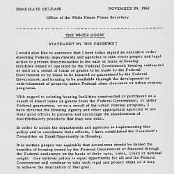 Equal Opportunity in Housing November 20, 1962 - DocsTeach