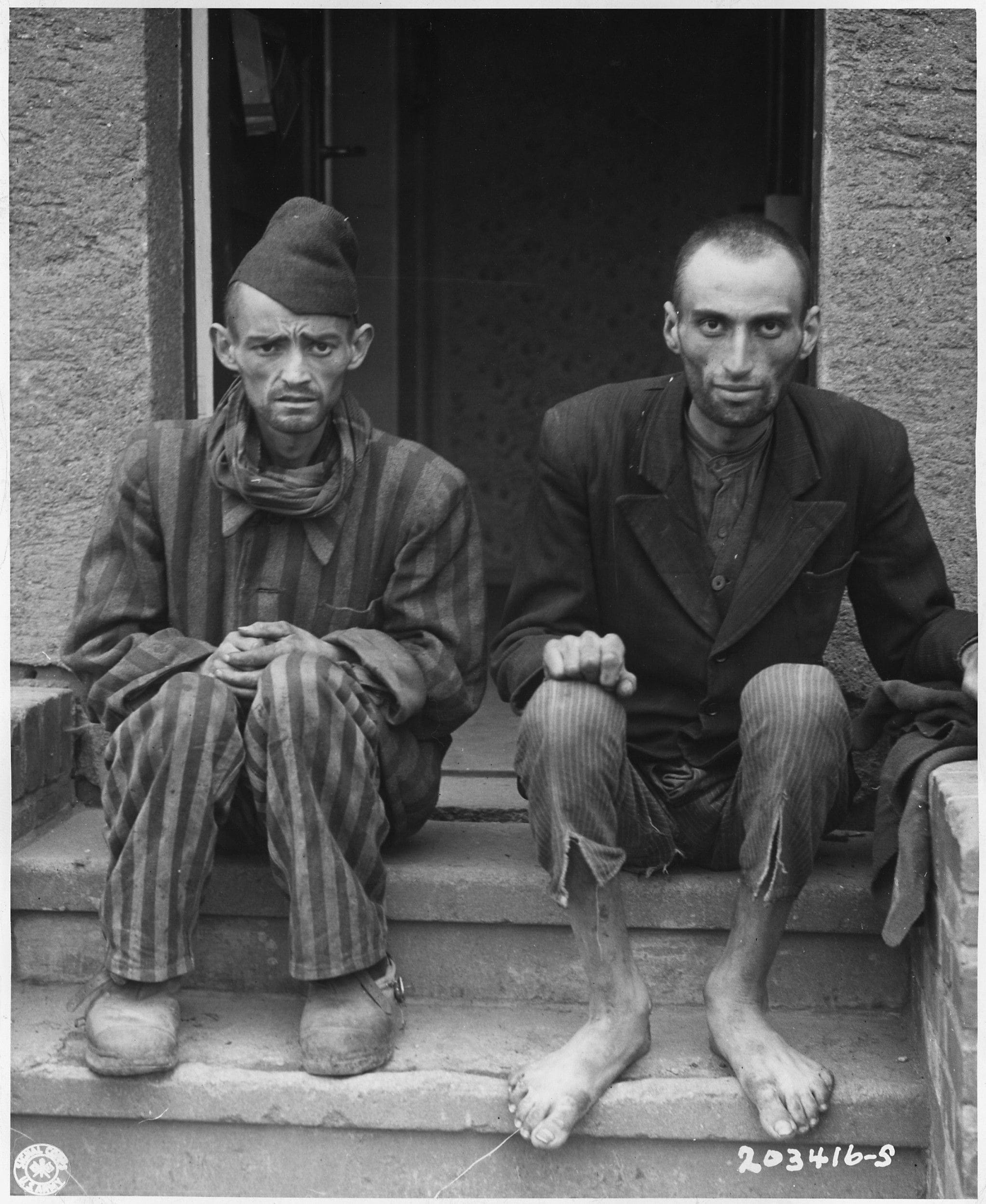 WWII Europe: Germany: Concentration Camps: 'Two men sitting after ...