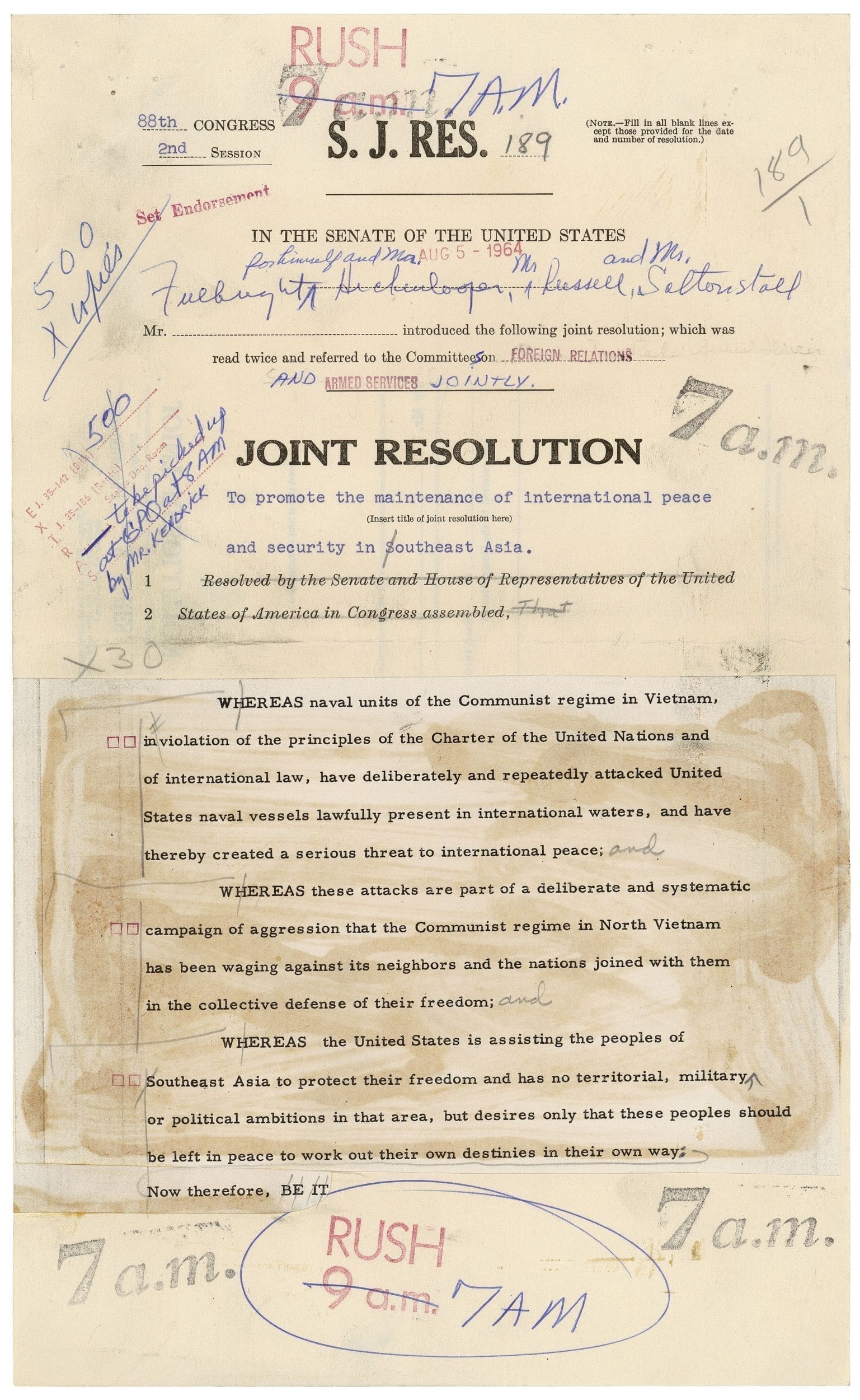 Gulf Of Tonkin Resolution Date
