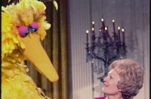 First Lady Pat Nixon and Big Bird from Sesame Street during the ...