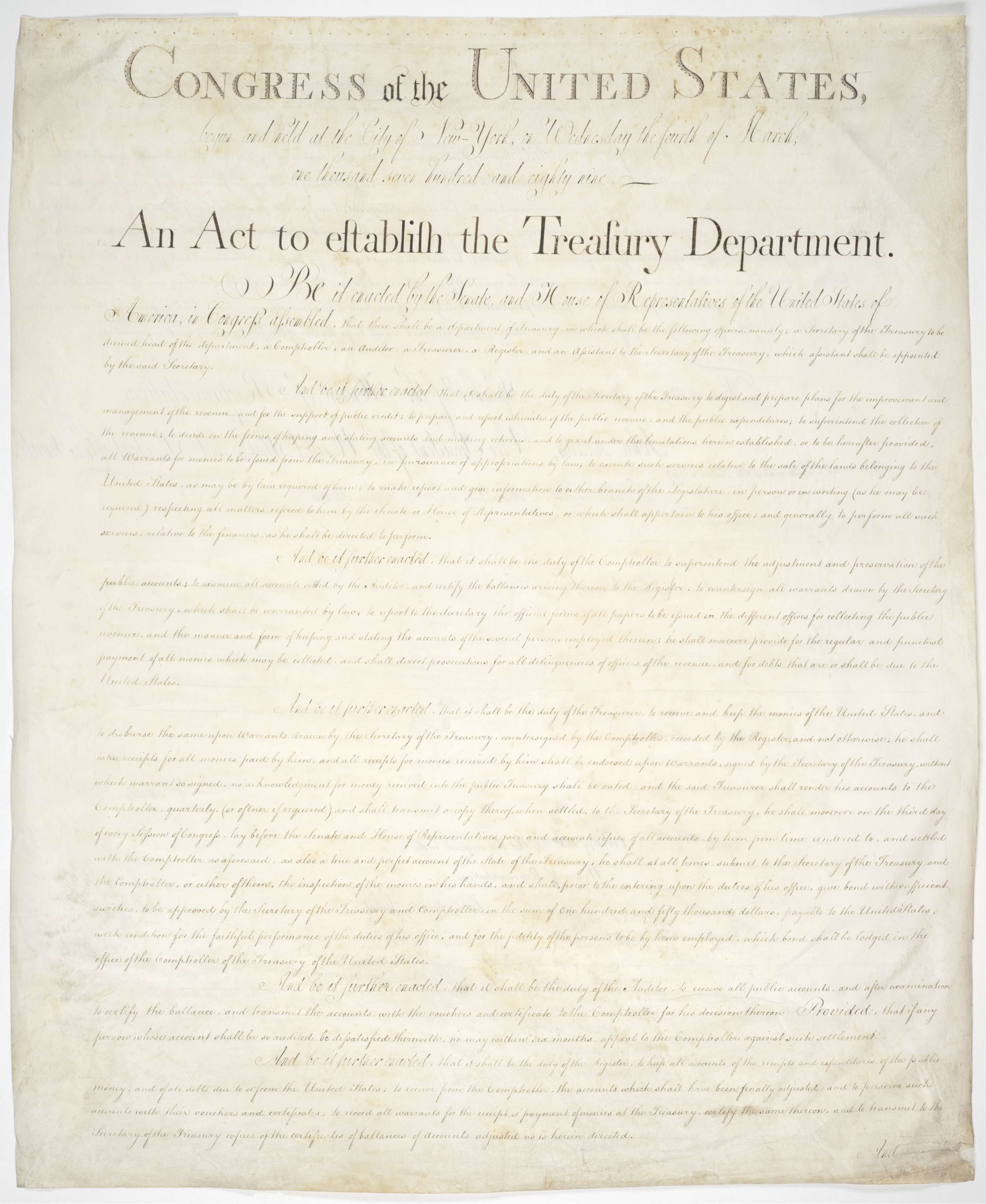 An Act to Establish the Treasury Department - DocsTeach