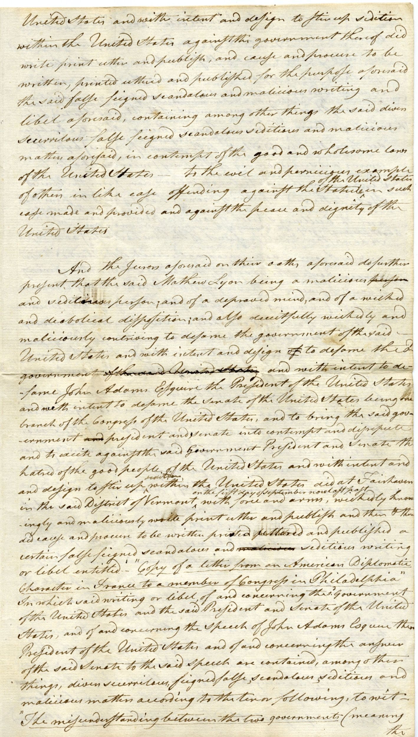 Indictment in the Case of U.S. v. Matthew Lyon - DocsTeach