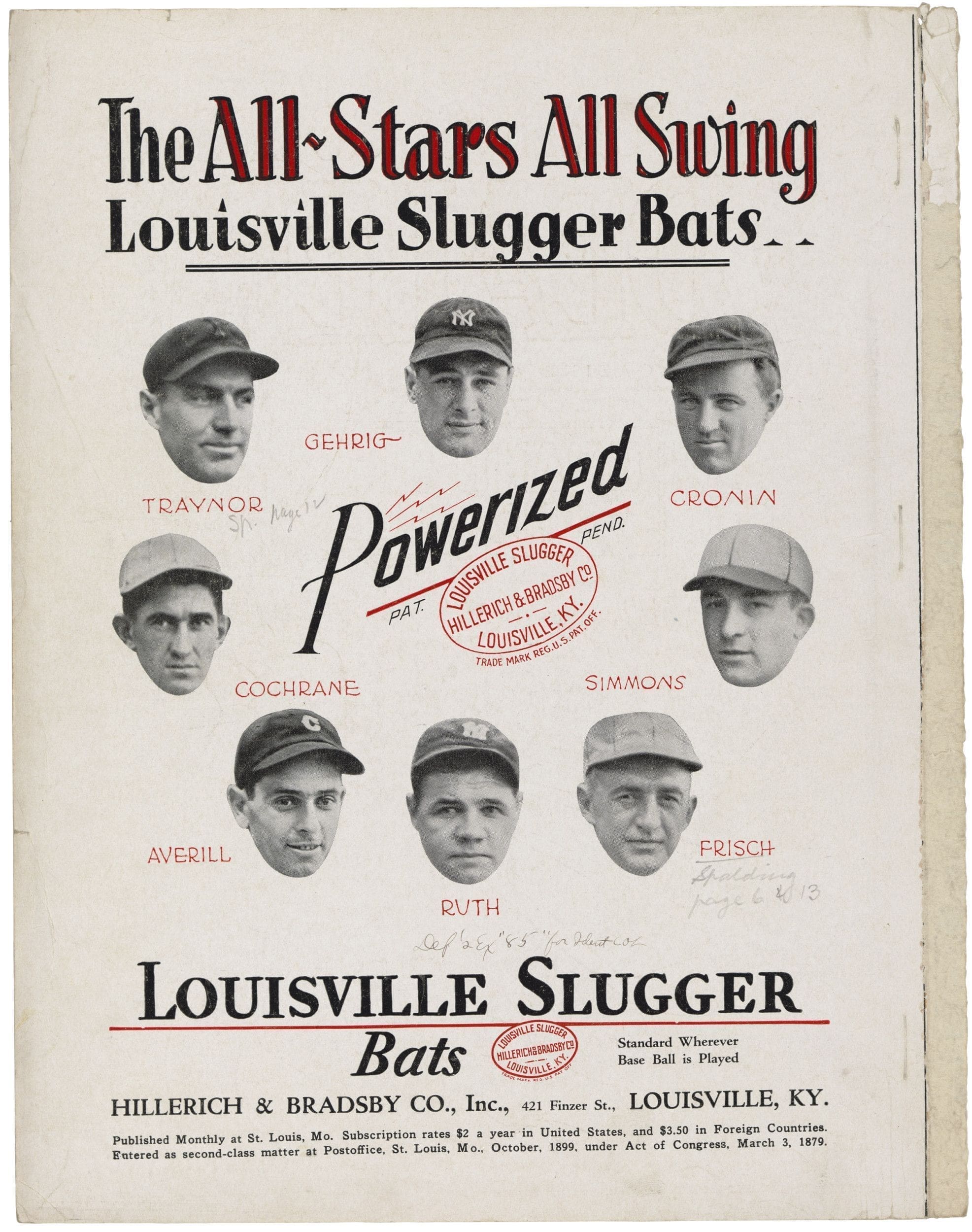 The All-Stars All Swing Advertisement for Louisville Slugger Bats ...