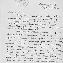 Letter from Mrs. Hillyer concerning her husband's drinking activities ...