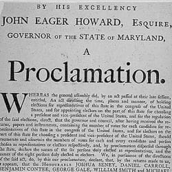 Proclamation of Governor John Eager Howard announcing the election of ...