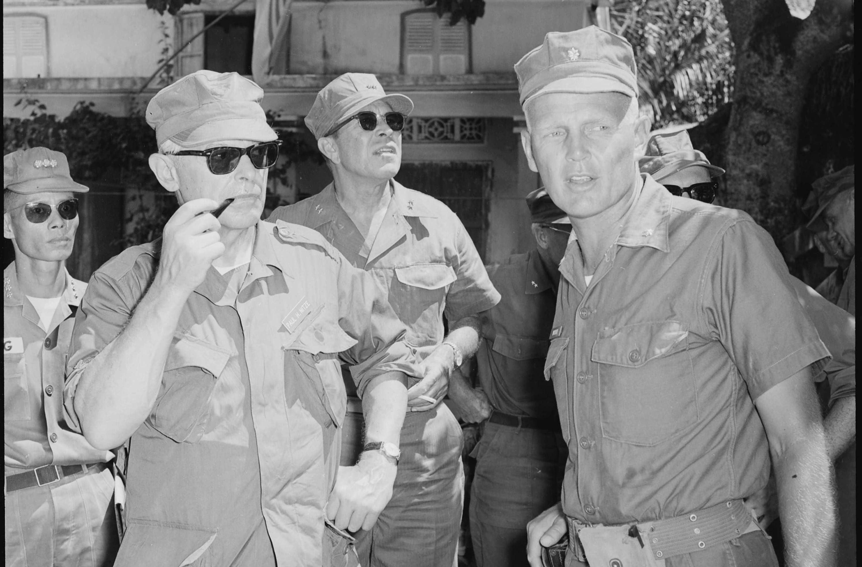 Lieutenant Colonel F.S. Wood, Secretary of the Navy Paul H. Nitze and ...