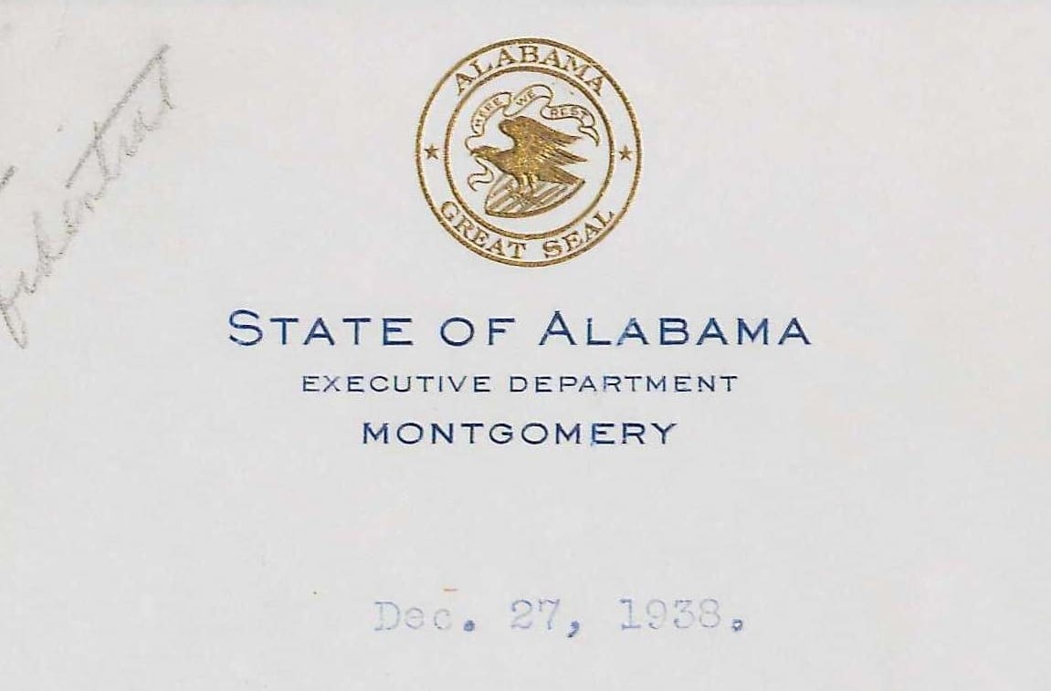 Letter from Alabama Governor Bibb Graves to Franklin Roosevelt about ...