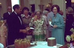 First Lady Rosalynn Carter and Mrs. Aliza Begin attend a reception ...