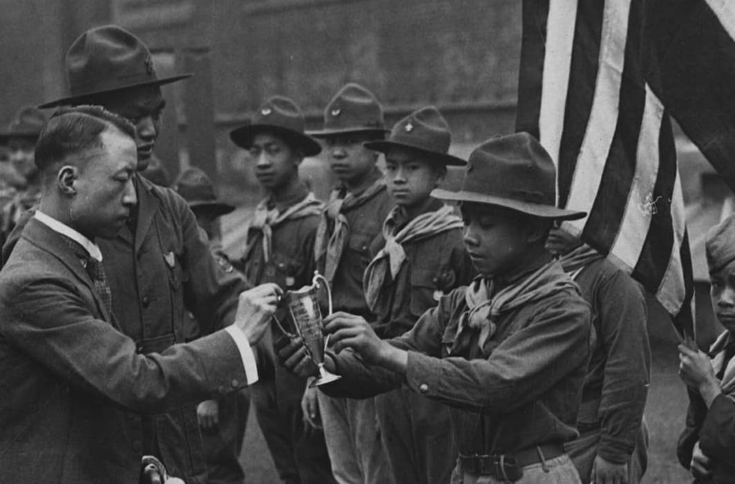 Boy's Activities - Patriotism - Chinese Boy Scouts Receiving Loving Cup ...