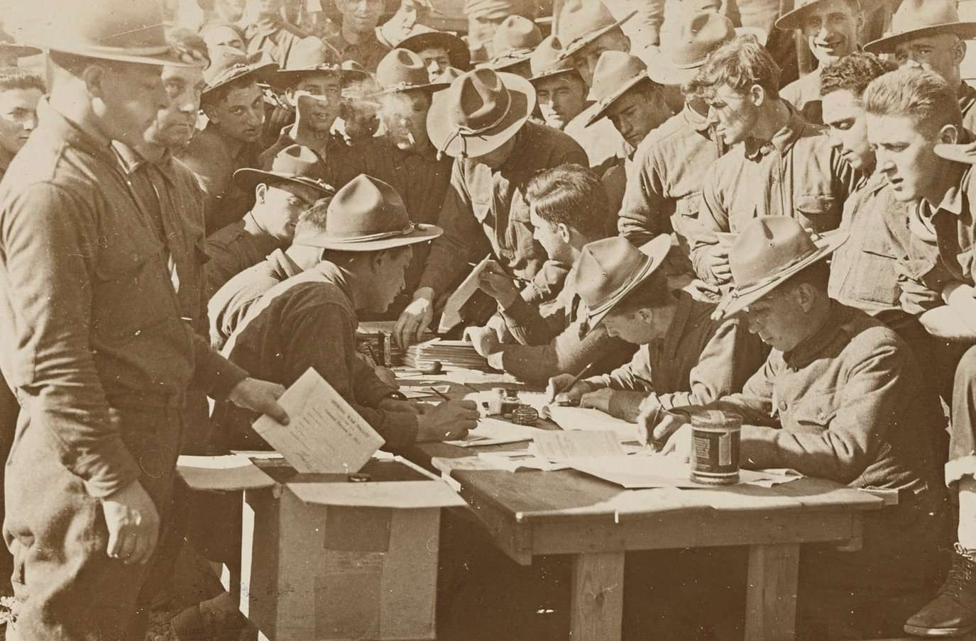 Election Day at Camp Upton, Long Island, New York. Soldiers casting ...