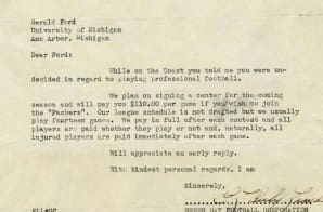 Letter from the Green Bay Football Corporation to Gerald Ford Offering ...