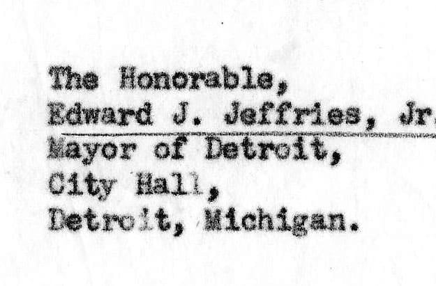 Edward J. Jeffries to Harry S. Truman, with Reply from Matthew Connelly ...