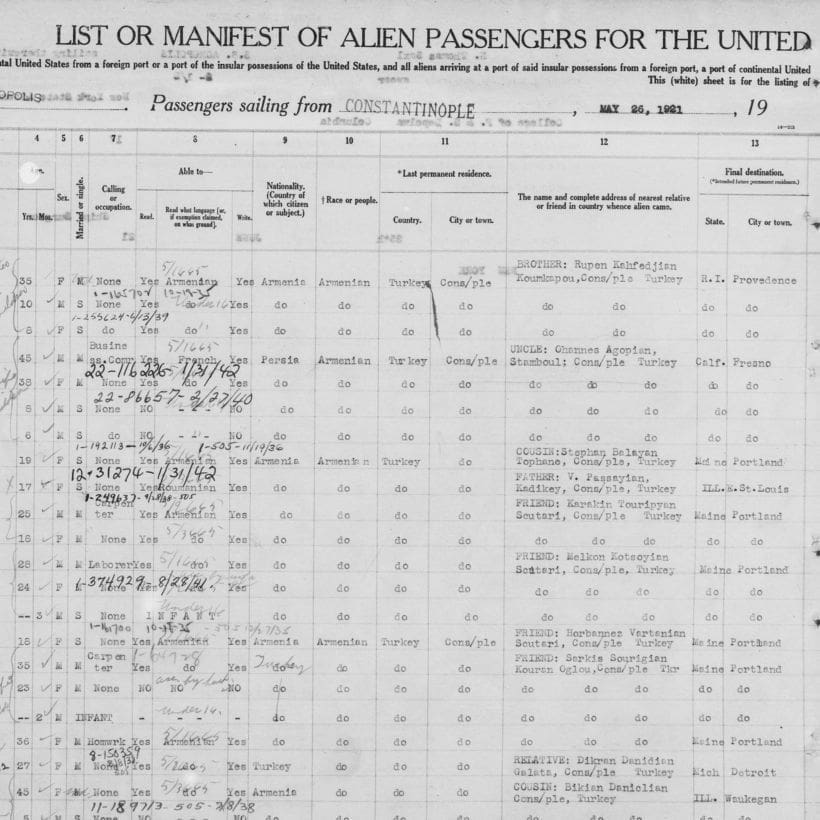 Manifest of Alien Passengers on the SS Acropolis - DocsTeach