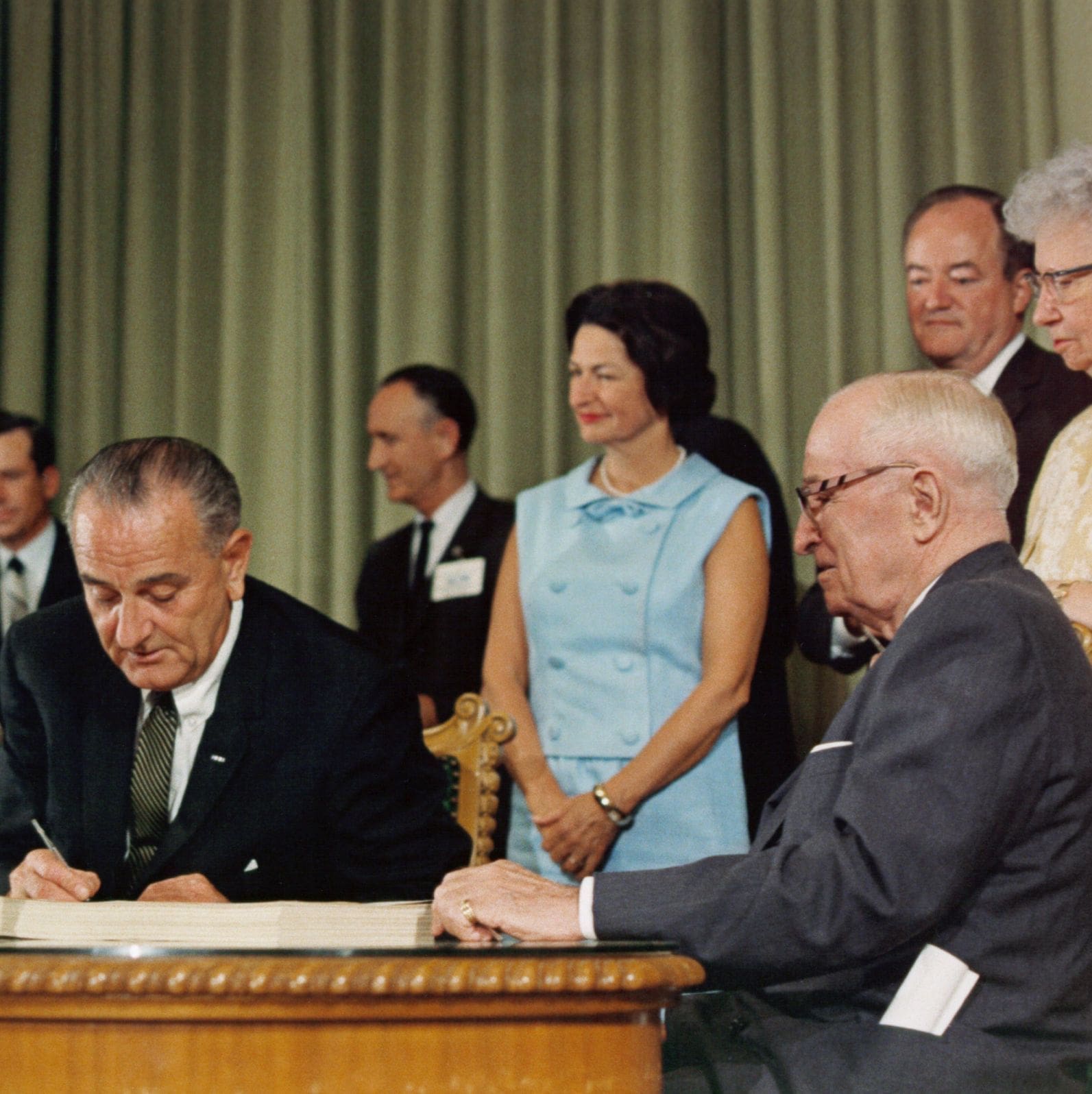 Photograph of President Lyndon B. Johnson Signing the Medicare Bill ...