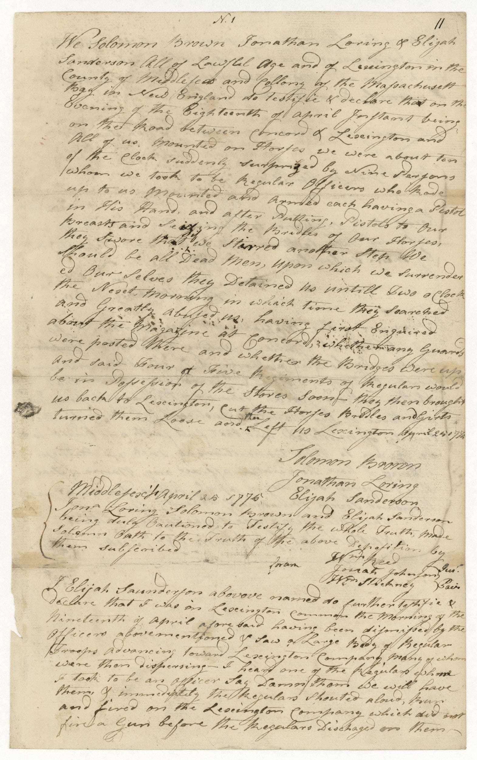 Deposition #1 of Solomon Brown, Jonathan Loring and Elijah Saunderson ...