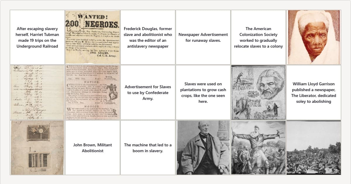 Primary Source Slavery Match - DocsTeach